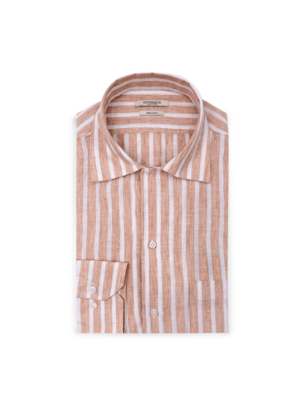 Camicia Comfort Collo Bowling In Lino A Righe Gutteridge Cf2283uogu