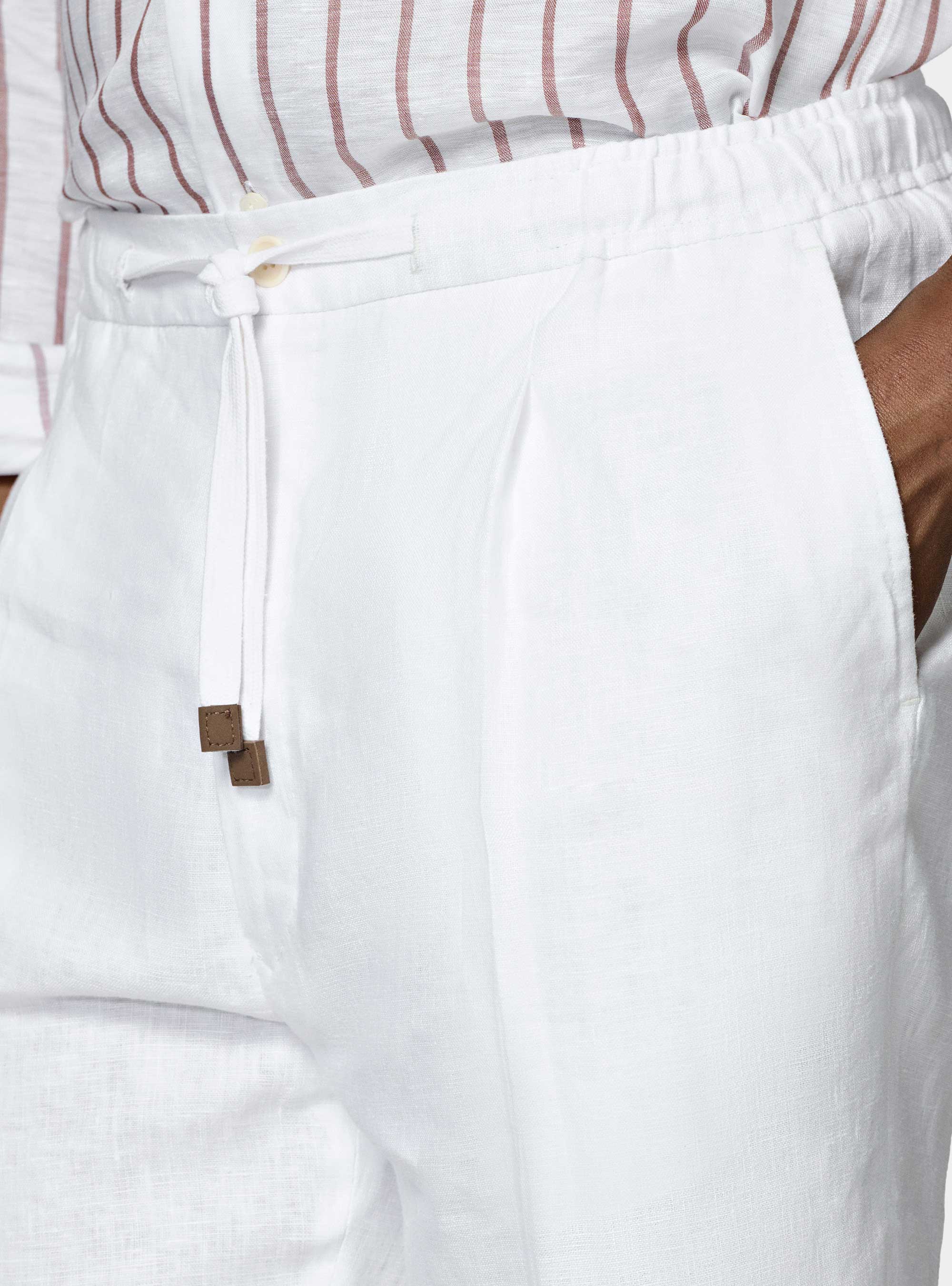 Pure linen trousers with pleat and drawstring | Gutteridge | Men's ...