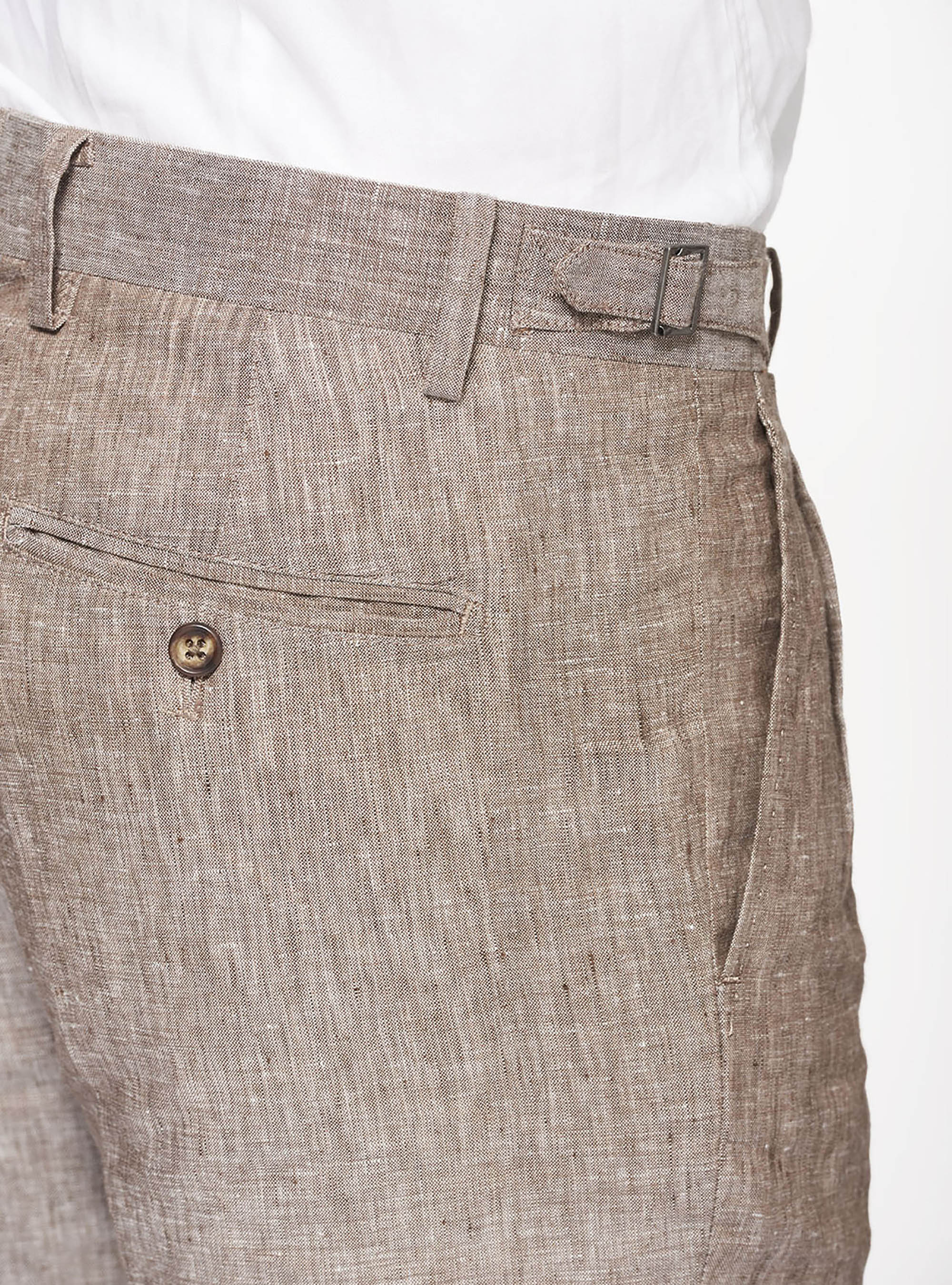 Pantalone lino doppia pince con cinturino