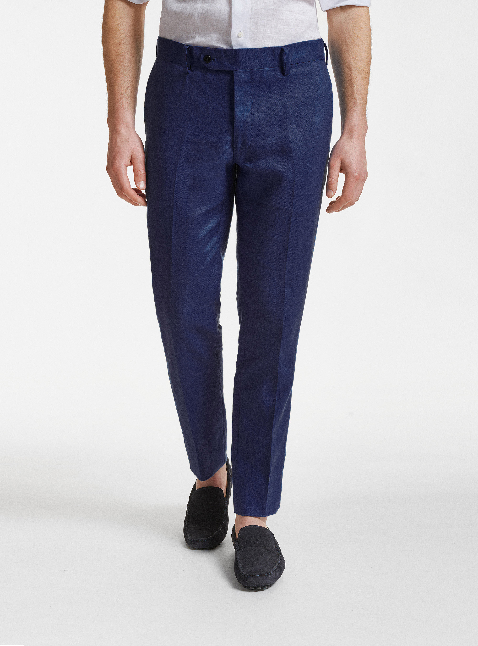 Costume en pur lin bleu