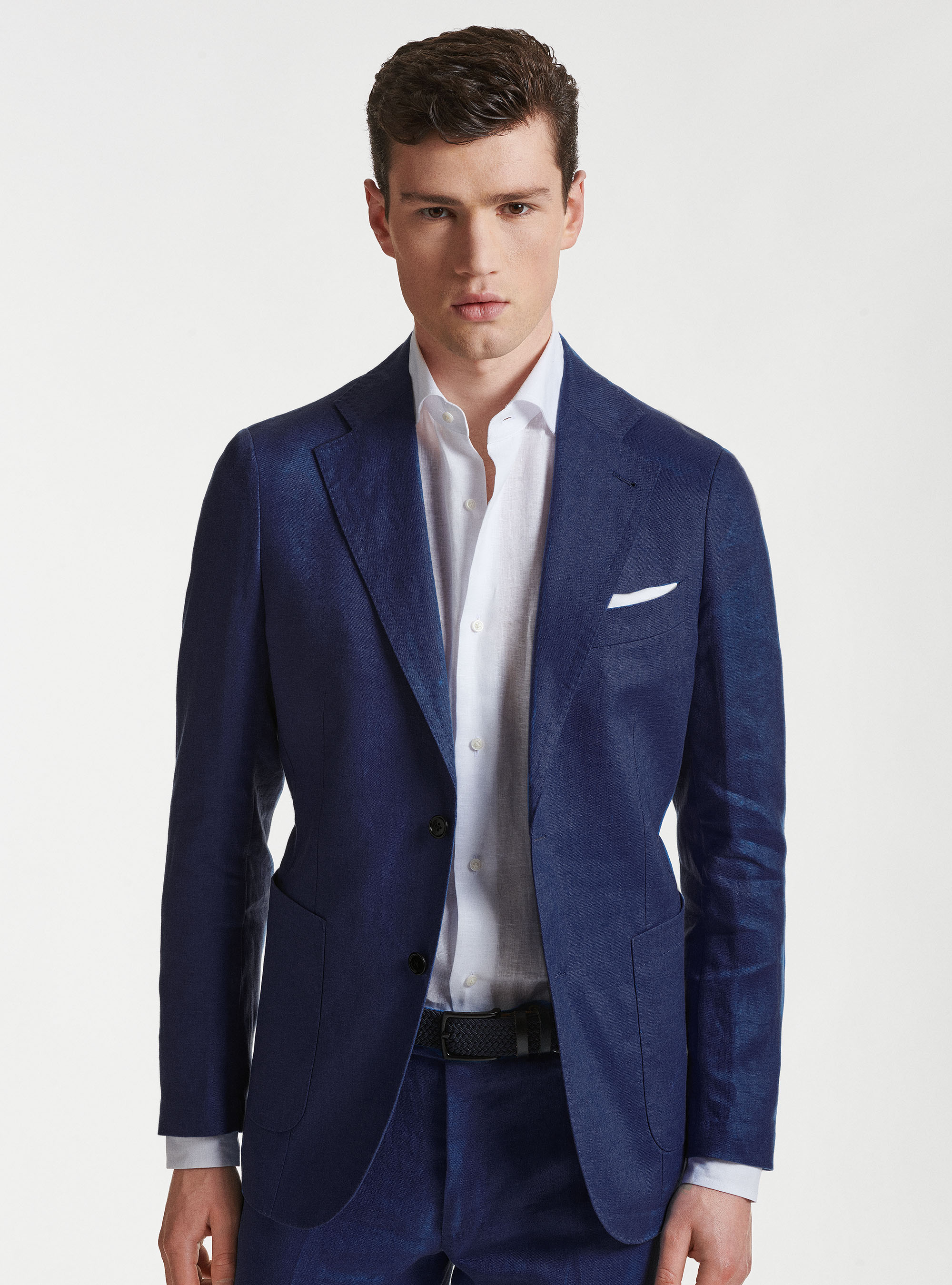 Costume en pur lin bleu