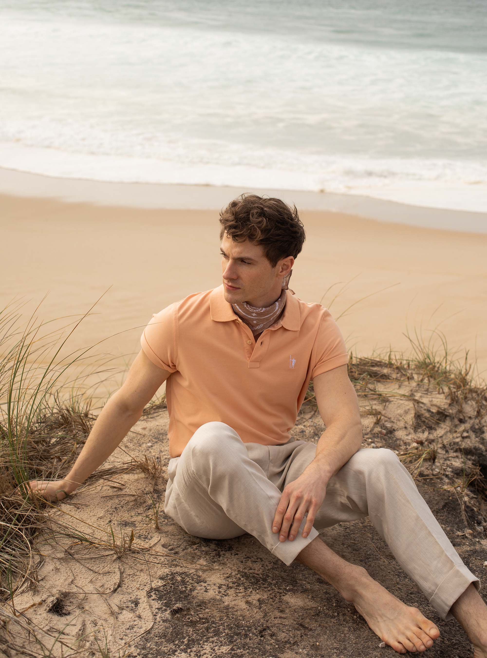 Peach polo shirt