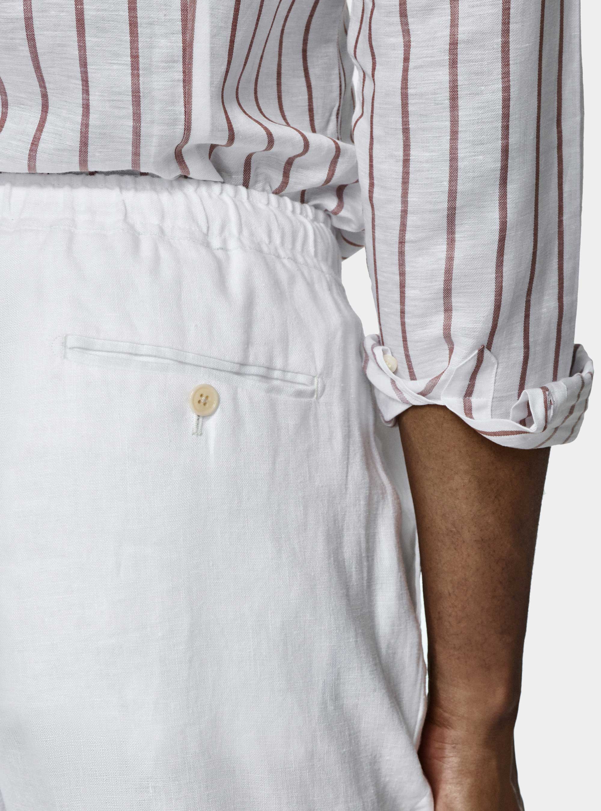 Pure linen trousers with pleat and drawstring | Gutteridge | Men's ...