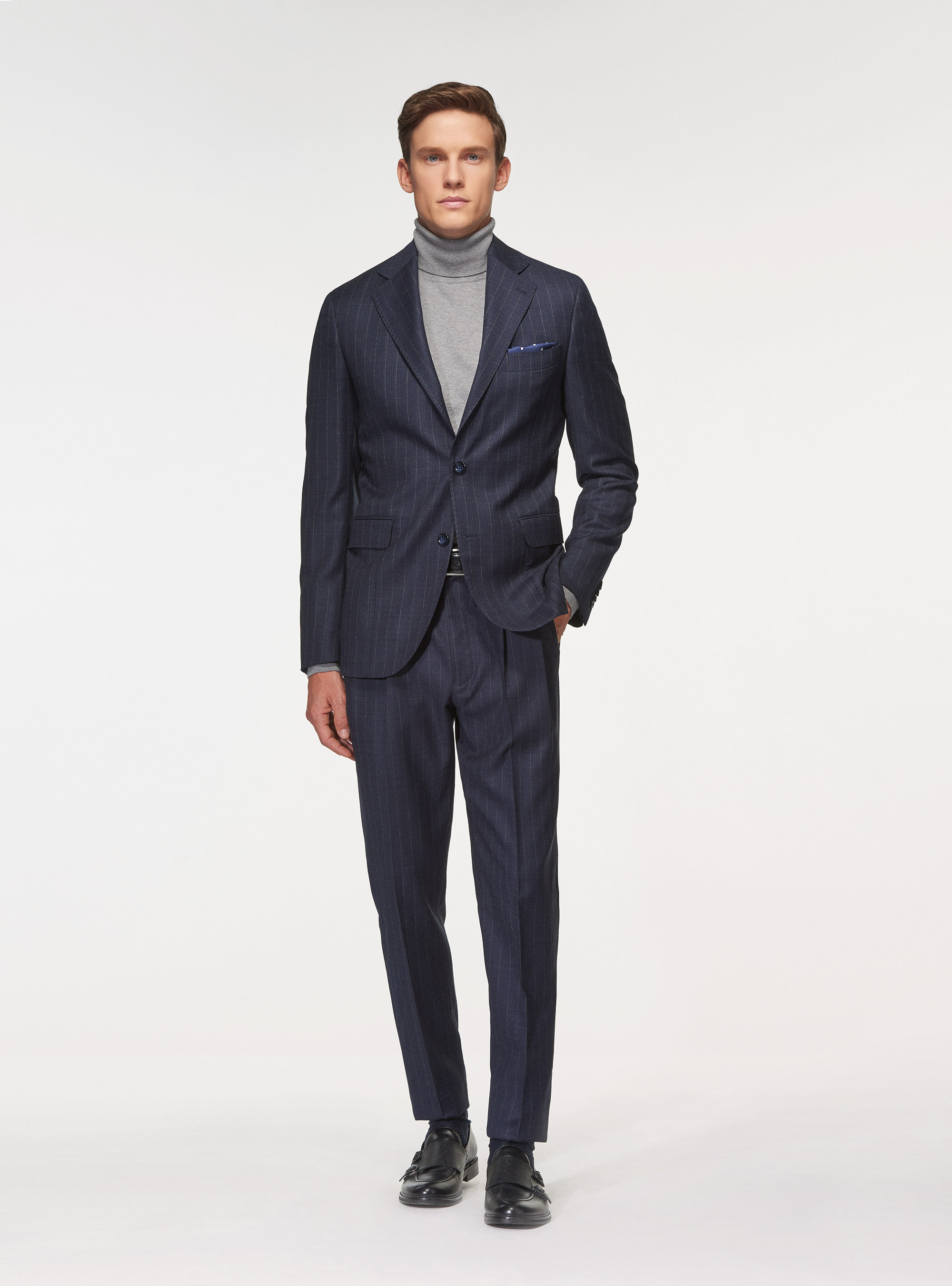 Reda superfine 110's pure wool pinstripe suit trousers