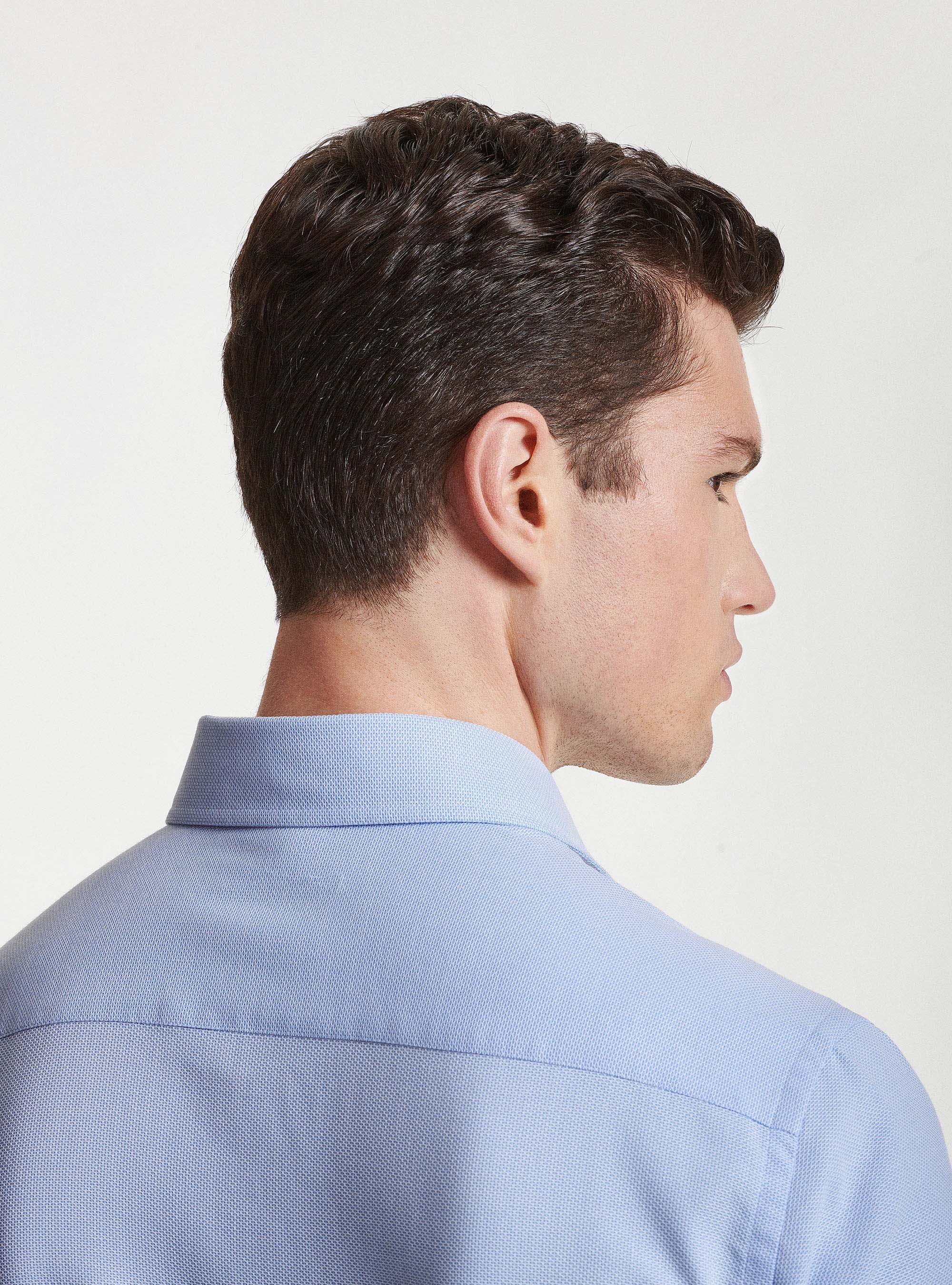 French collar shirt in textured cotton