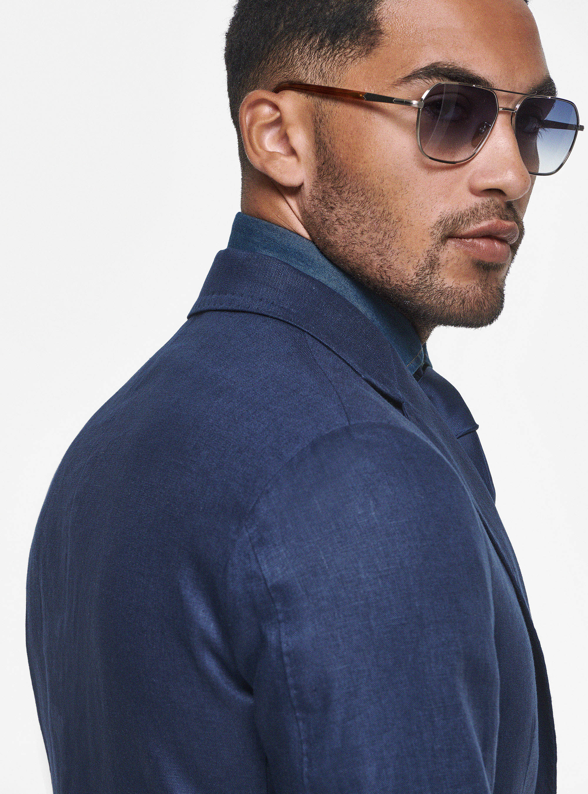 Pure linen blazer, BLUE